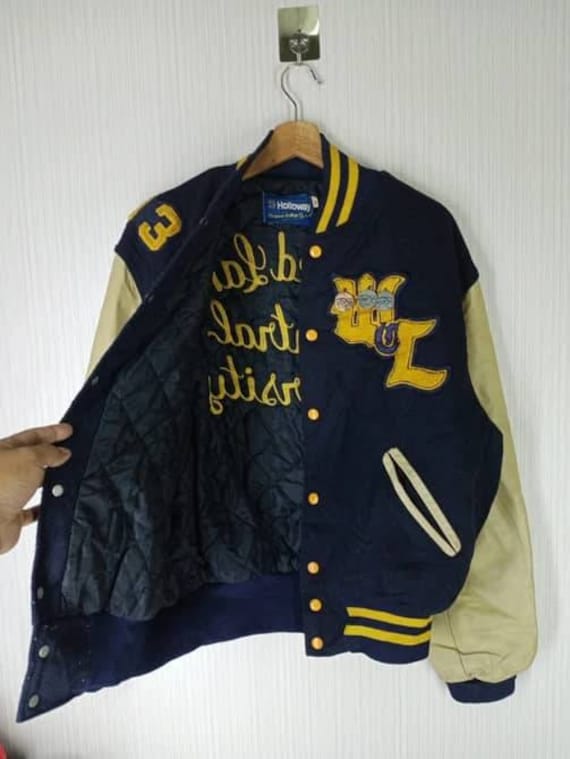 RARE!!! Vintage 90s Holloway Letterman Varsity Leathe… - Gem