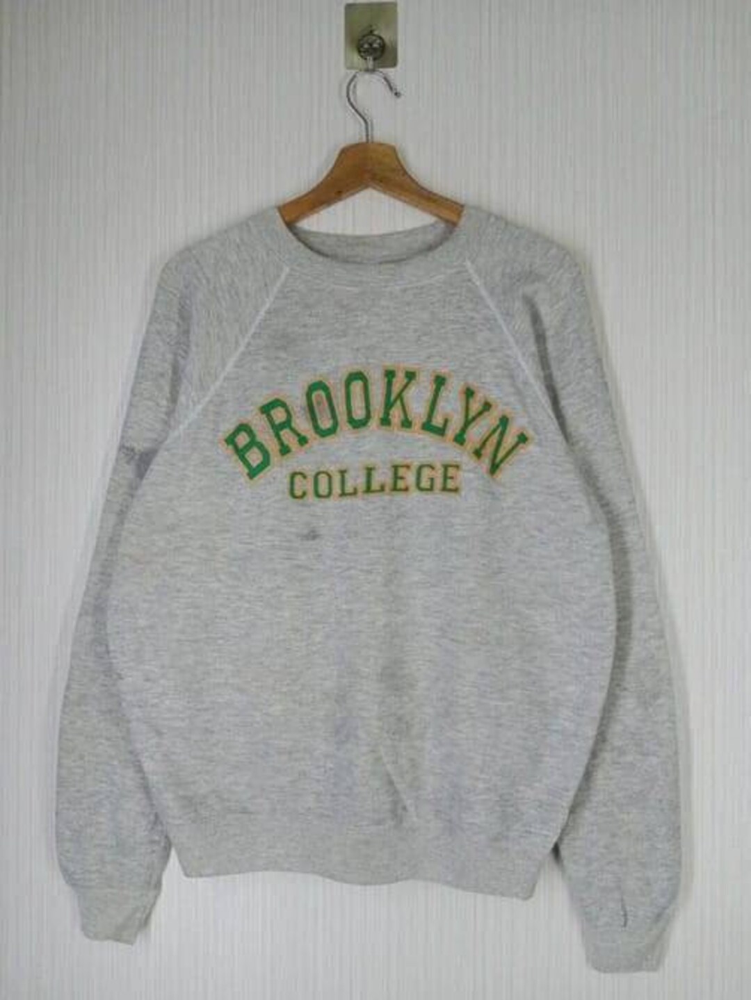Rare!!! Vintage 80s Brooklyn College Big Logo Crewneck Sweatshirt Size ...