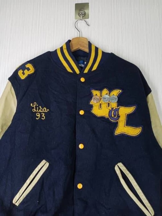 RARE!!! Vintage 90s Holloway Letterman Varsity Leathe… - Gem