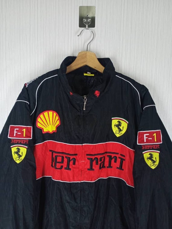 RARE!!! Vintage FERRARI Embroidery Big Logo Jacket S… - Gem