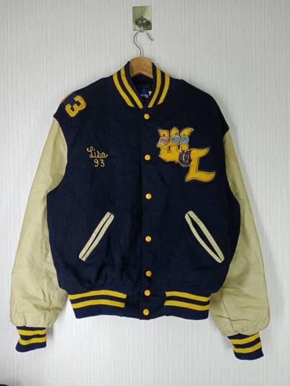 RARE!!! Vintage 90s Holloway Letterman Varsity Leathe… - Gem