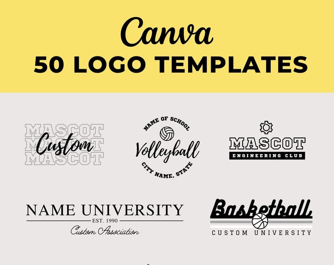50 Custom Logo Bundle, Canva Templates, Editable Logos, Canva Logo ...