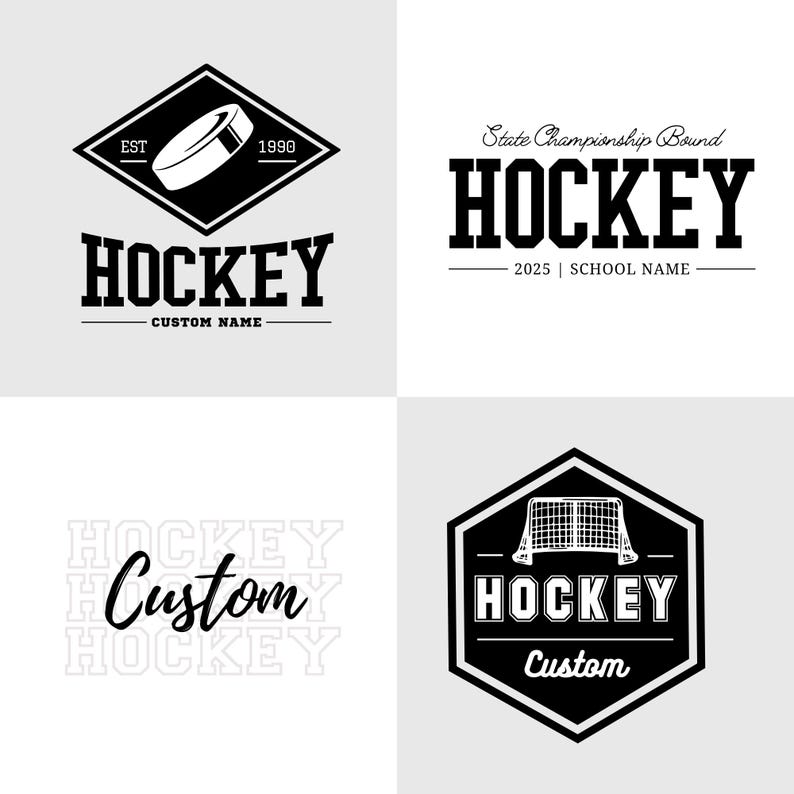 40 Custom Hockey Logo Bundle, Canva Templates, Editable Logos, Canva ...