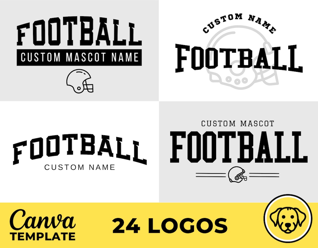 24 Pre-made Football Logo Templates for Canva - Editable Logos ...