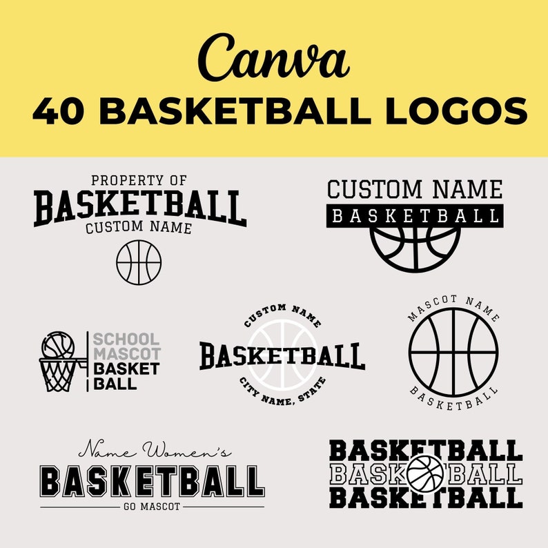 40 Premade Basketball Logo Templates for Canva - Editable Logos - Clean ...