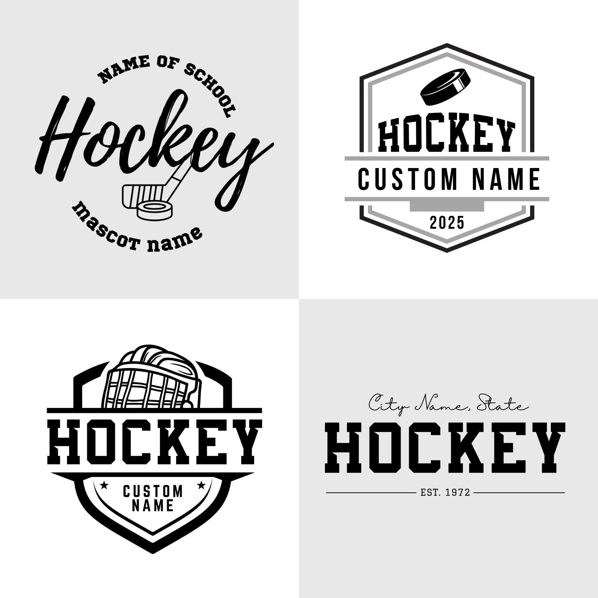 40 Custom Hockey Logo Bundle, Canva Templates, Editable Logos, Canva ...