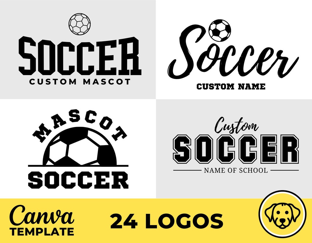 24 Pre-made Soccer Logo Templates for Canva - Editable Logos - Soccer ...