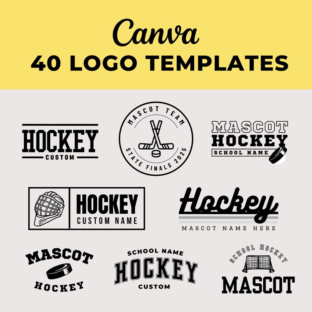 40 Custom Hockey Logo Bundle, Canva Templates, Editable Logos, Canva ...