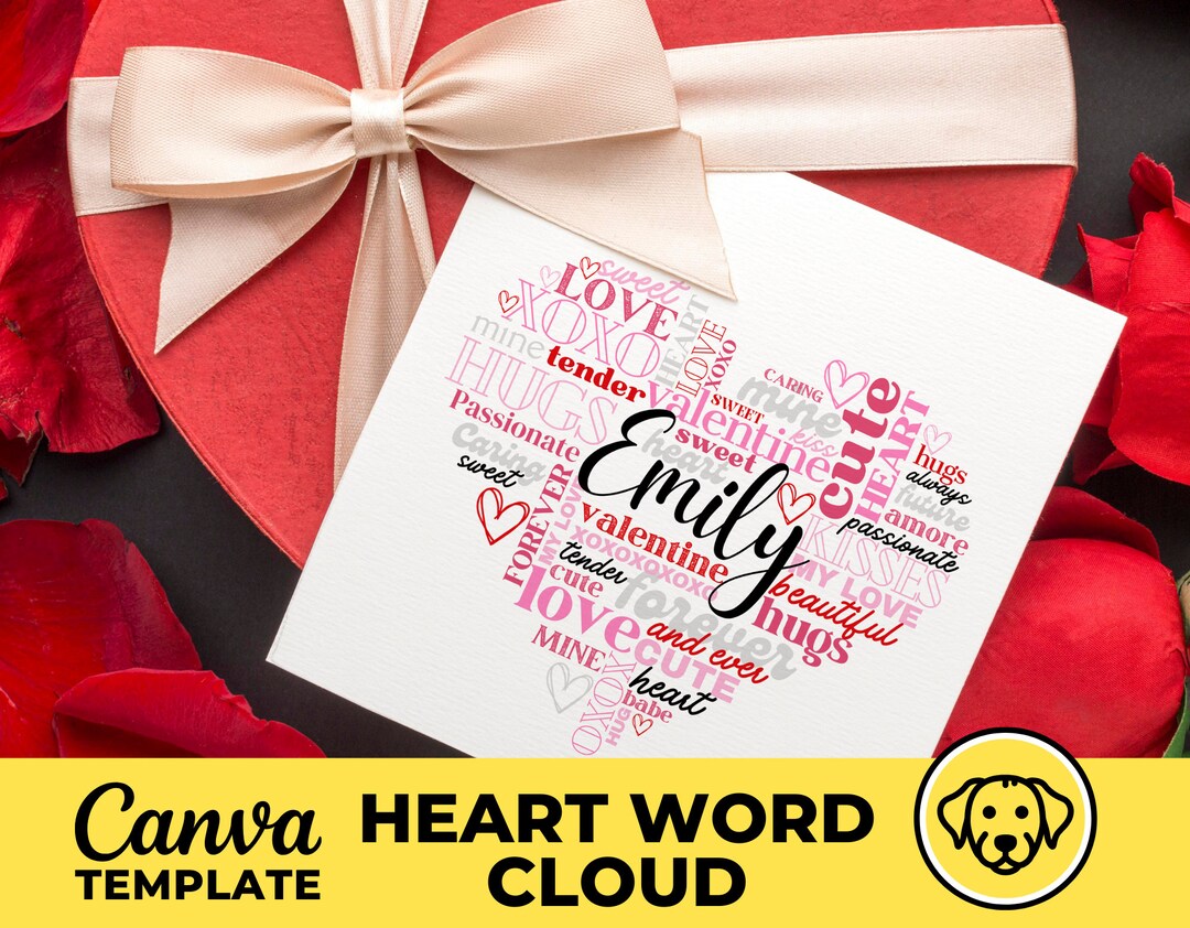 Heart Word Cloud Gift for Valentine's Day, Wordcloud Gift, Canva ...