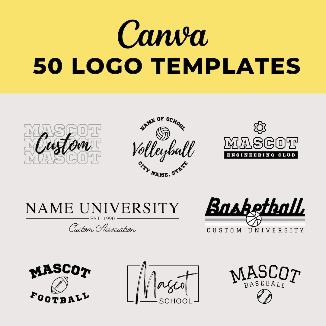 50 Custom Logo Bundle, Canva Templates, Editable Logos, Canva Logo ...