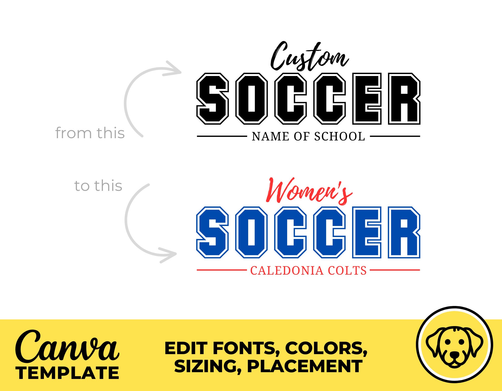 24 Pre-made Soccer Logo Templates for Canva - Editable Logos - Soccer ...