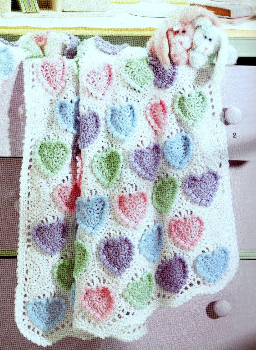 Vintage Crochet Pattern PDF Baby Heart Afghan Plus 6 Patterns Blanket ...
