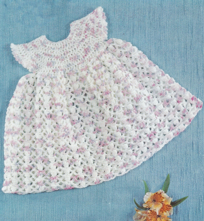 Vintage Crochet Pattern Baby Dress 20 Inch Chest Double Knit - Etsy