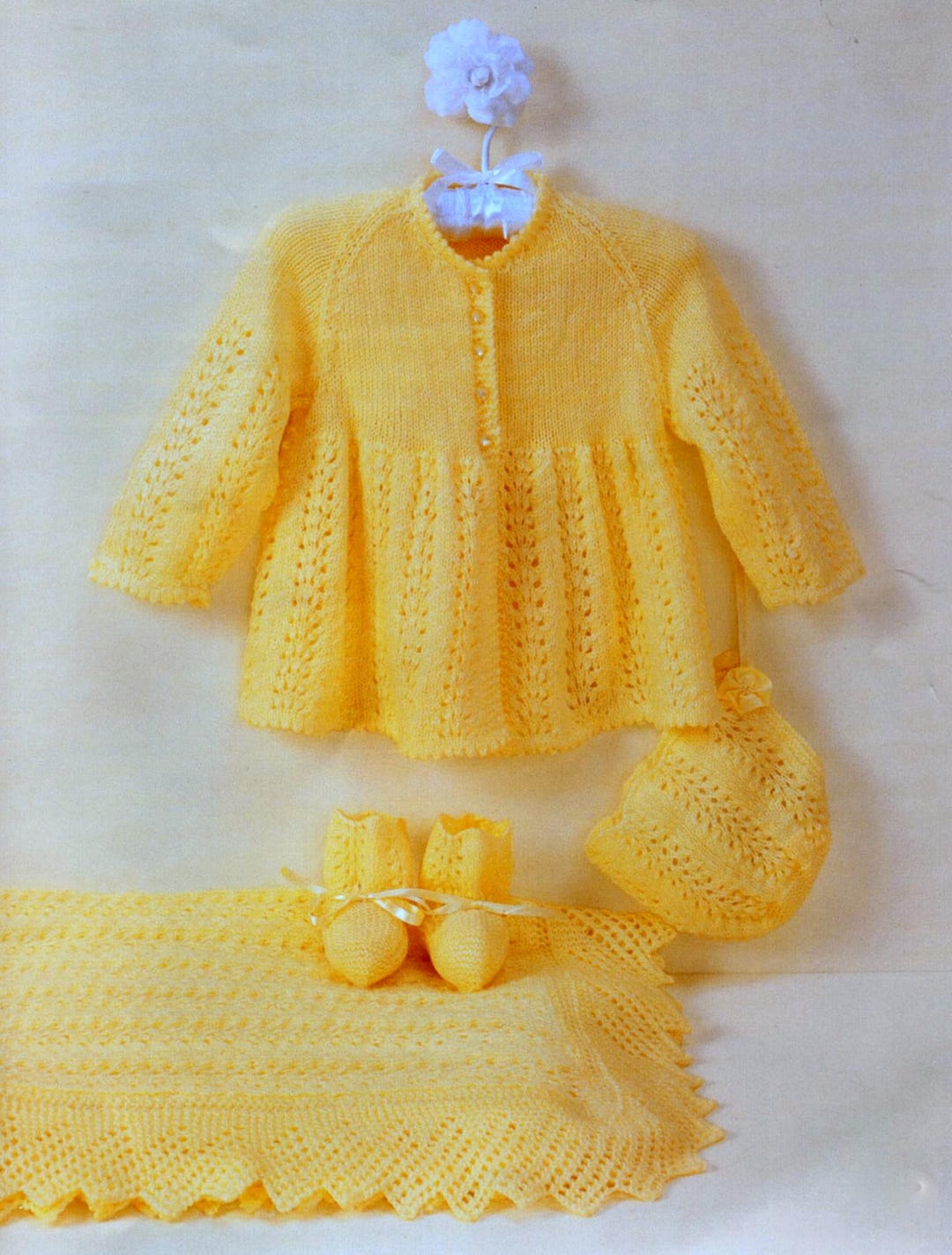 Vintage Knitting Pattern PDF Traditional Feather and Fan Lace Baby Set ...