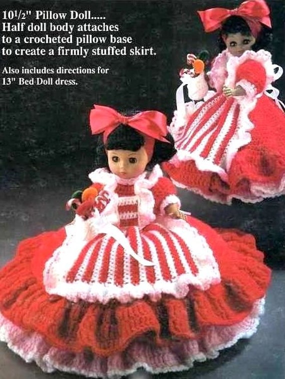 RETIREMENT SALE Vintage Crochet Pattern Christmas Peppermint Candy Bed Pillow or 13in Doll Dolls Clothes Dress Candy Cane Decoration Etsy Canada