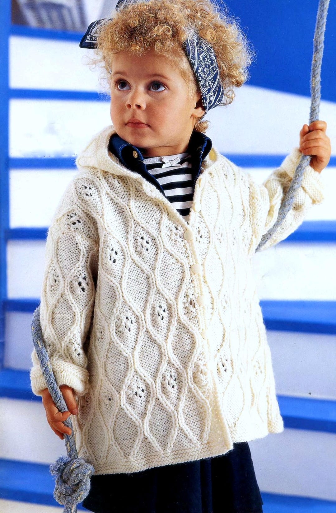 ENGLISH Vintage Knitting Pattern PDF Toddler Girls Trellis Pattern Coat ...