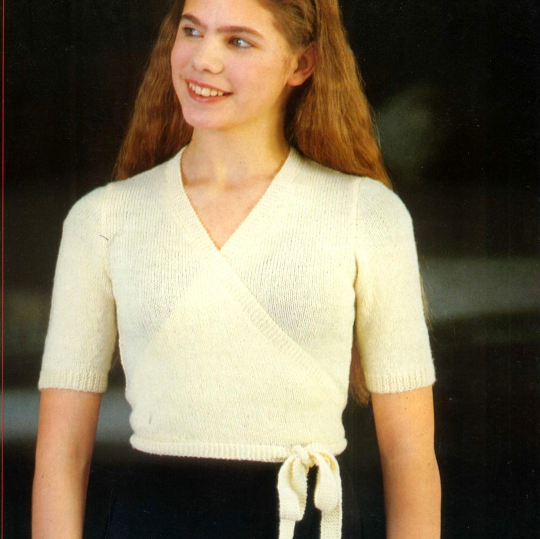 Vintage Knitting Pattern PDF Girls Ballet Top Cardigan Crossover Wrap ...