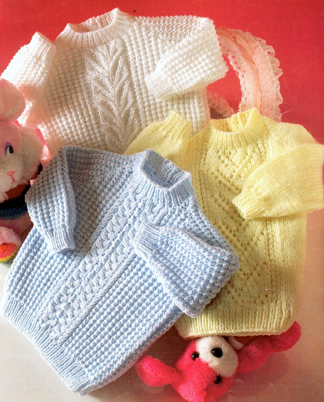 Vintage Knitting Pattern PDF Baby Toddler Boys Girls Panelled Sweaters ...