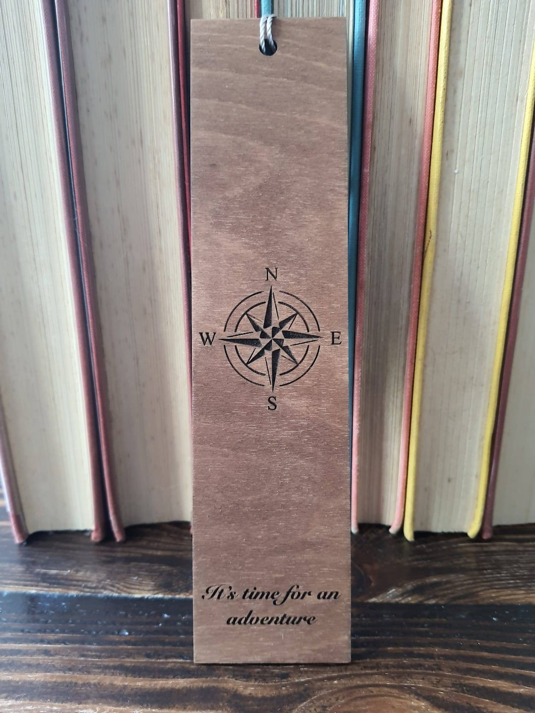 Engraved Wooden Bookmark, Gifts for Her, Adventure Compass, Book Lover ...
