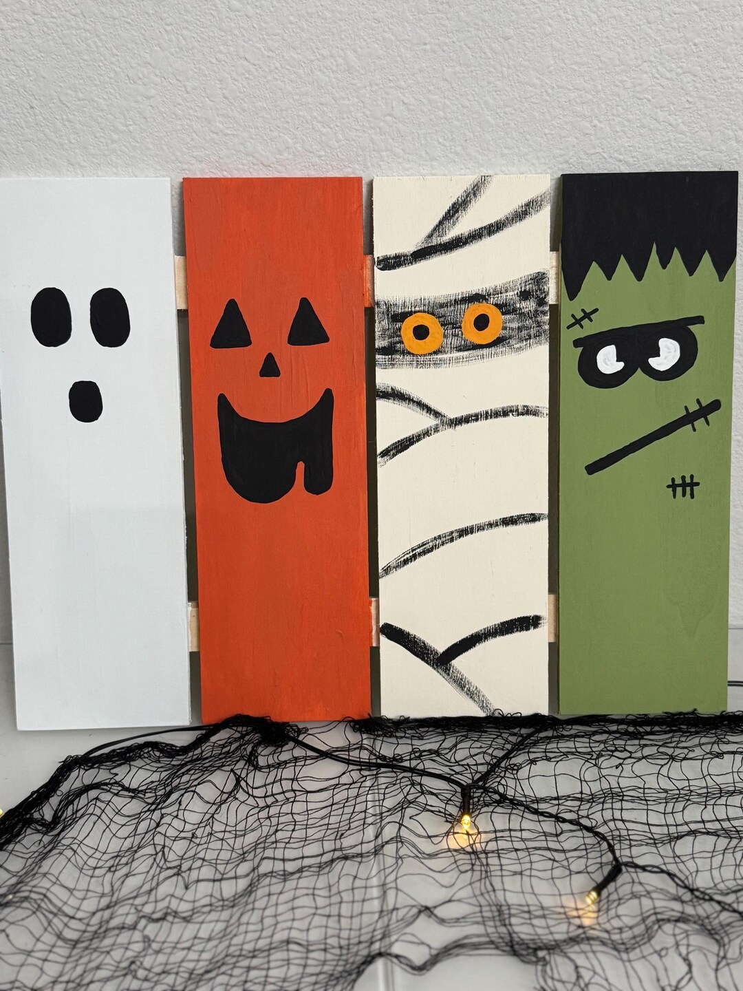 Hand-painted Halloween Wooden Decor – Ghost, Pumpkin, Mummy ...
