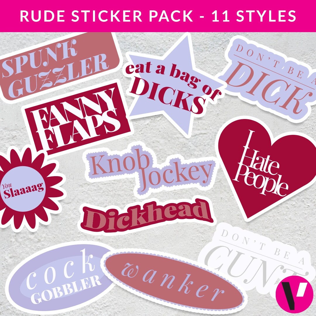Rude Offensive Sticker Pack Wanker Dickhead Funny Bullet Journal ...