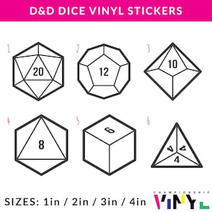 DND RPG Dungeons and Dragons Dice Decal Sticker Set Laptop Sticker ...