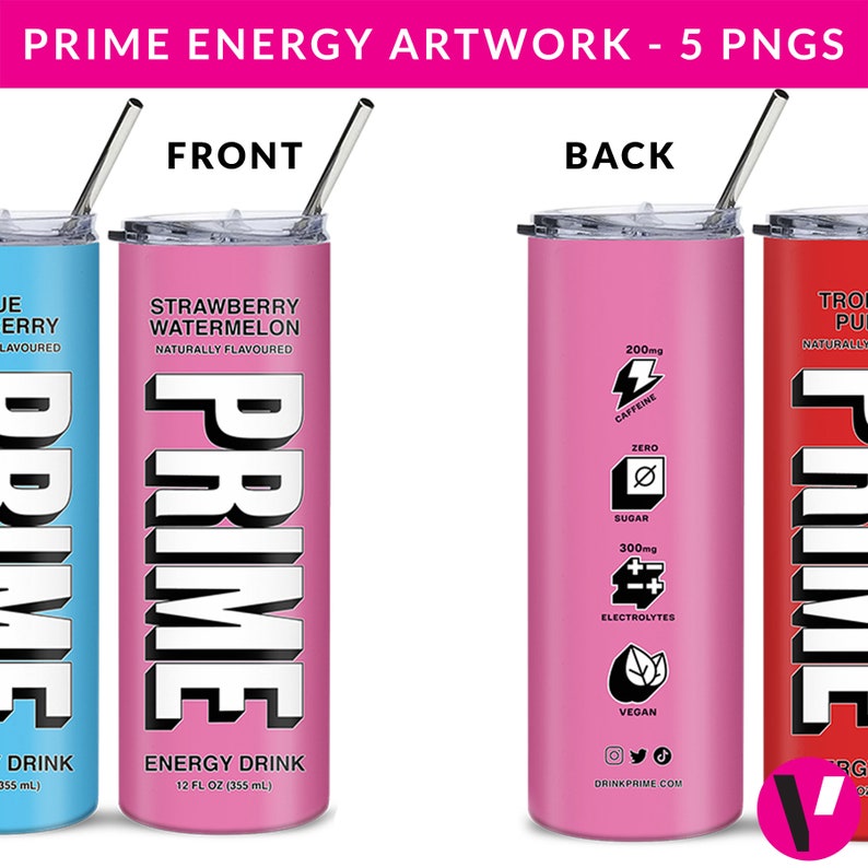 Prime Energy Tumbler Design Bundle, 20oz Skinny Tumbler Wrap, PNG ...