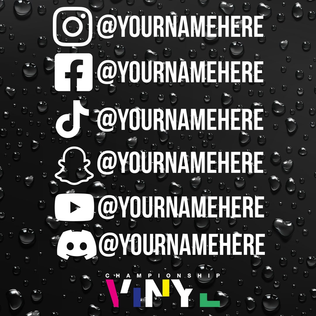 Social Media Handle Vinyl Sticker Decal - Instagram Facebook Snapchat ...