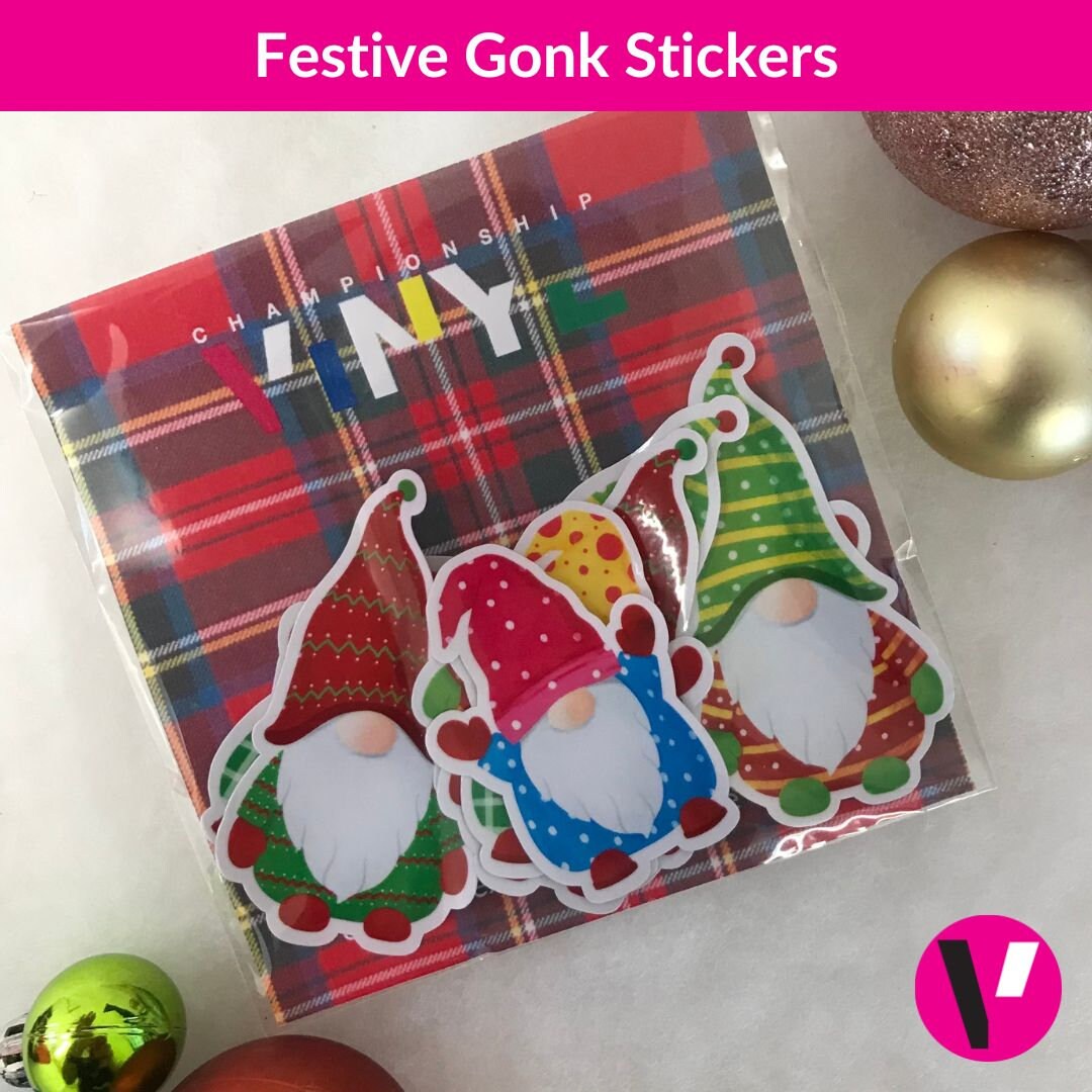 Christmas Gonk Stickers 8 Pack Laminated Glossy Journal Stickers Cute ...
