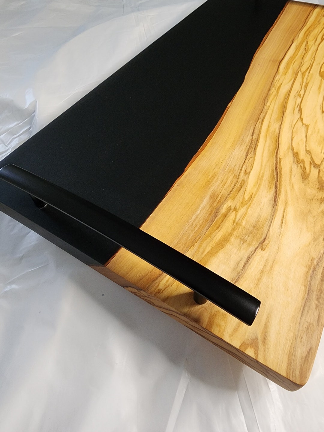 Matte Black Resin and Olive Wood Charcuterie Board - Etsy