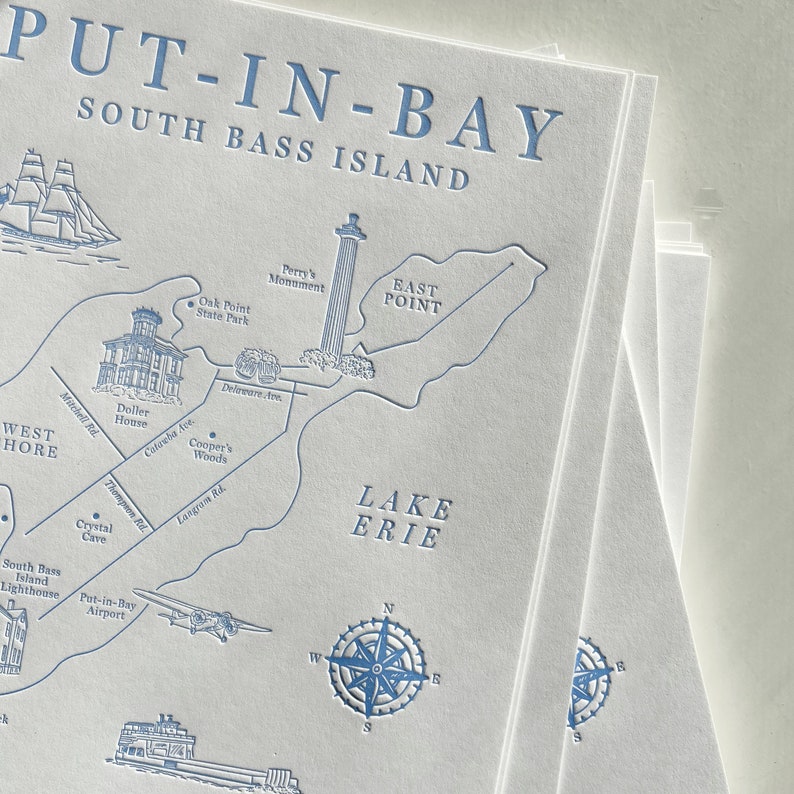 Put-in-bay Letterpress Map Print - Etsy