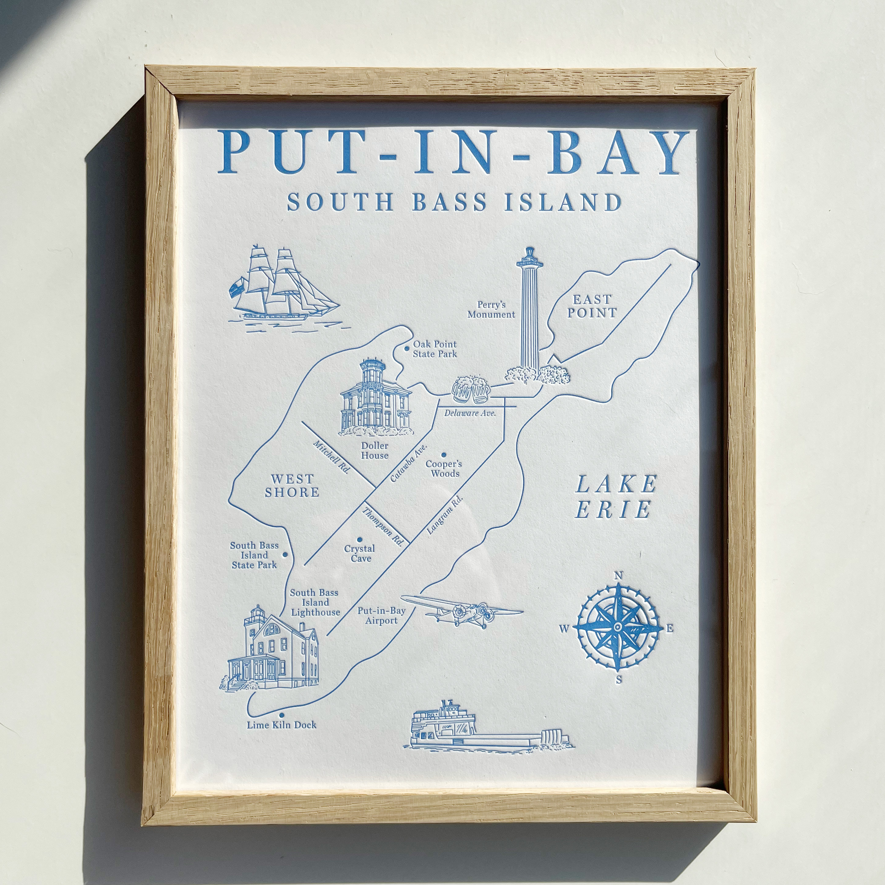 Put-in-bay Letterpress Map Print - Etsy