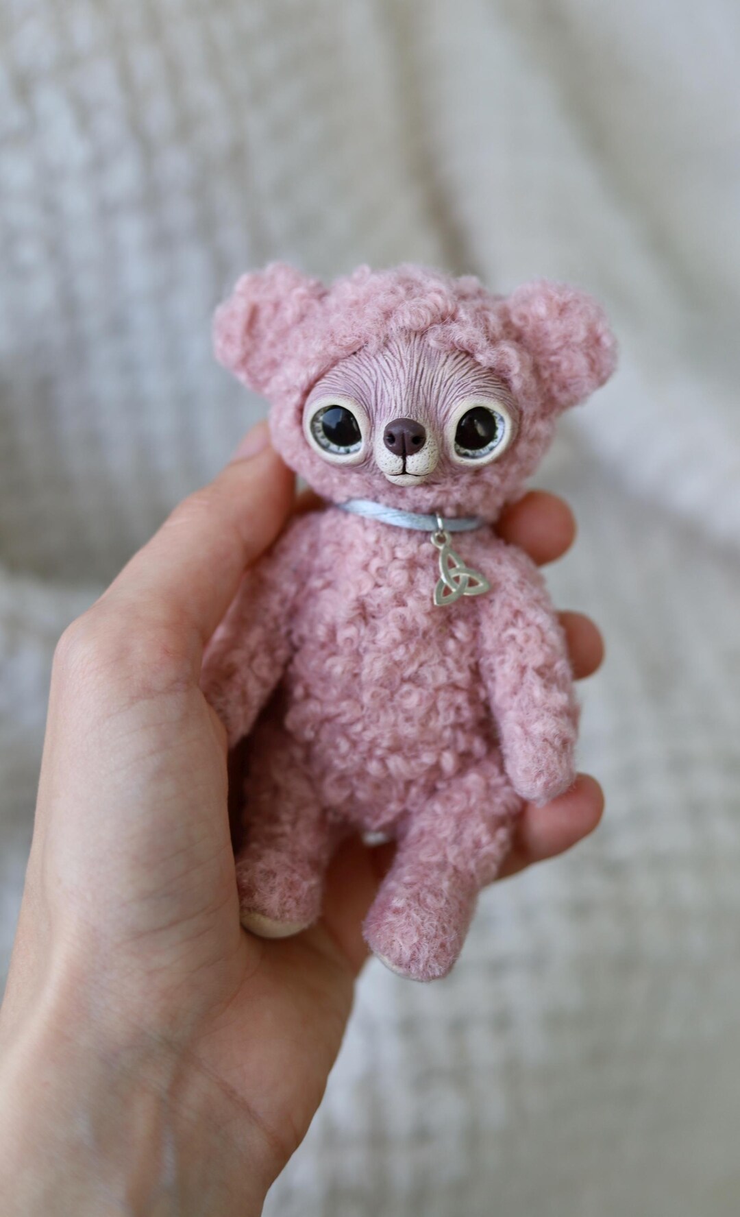 MARCY, Cute Little Bear, Plush Teddy Bear, Mixed Media Doll, Polymer ...