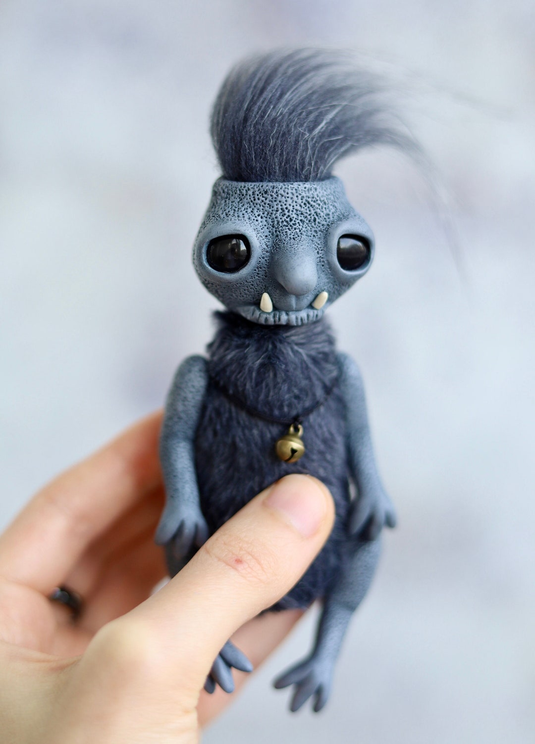 SAD TROLL Mixed Media Figurine, Plush Troll, Stuffed Troll, Polymer ...