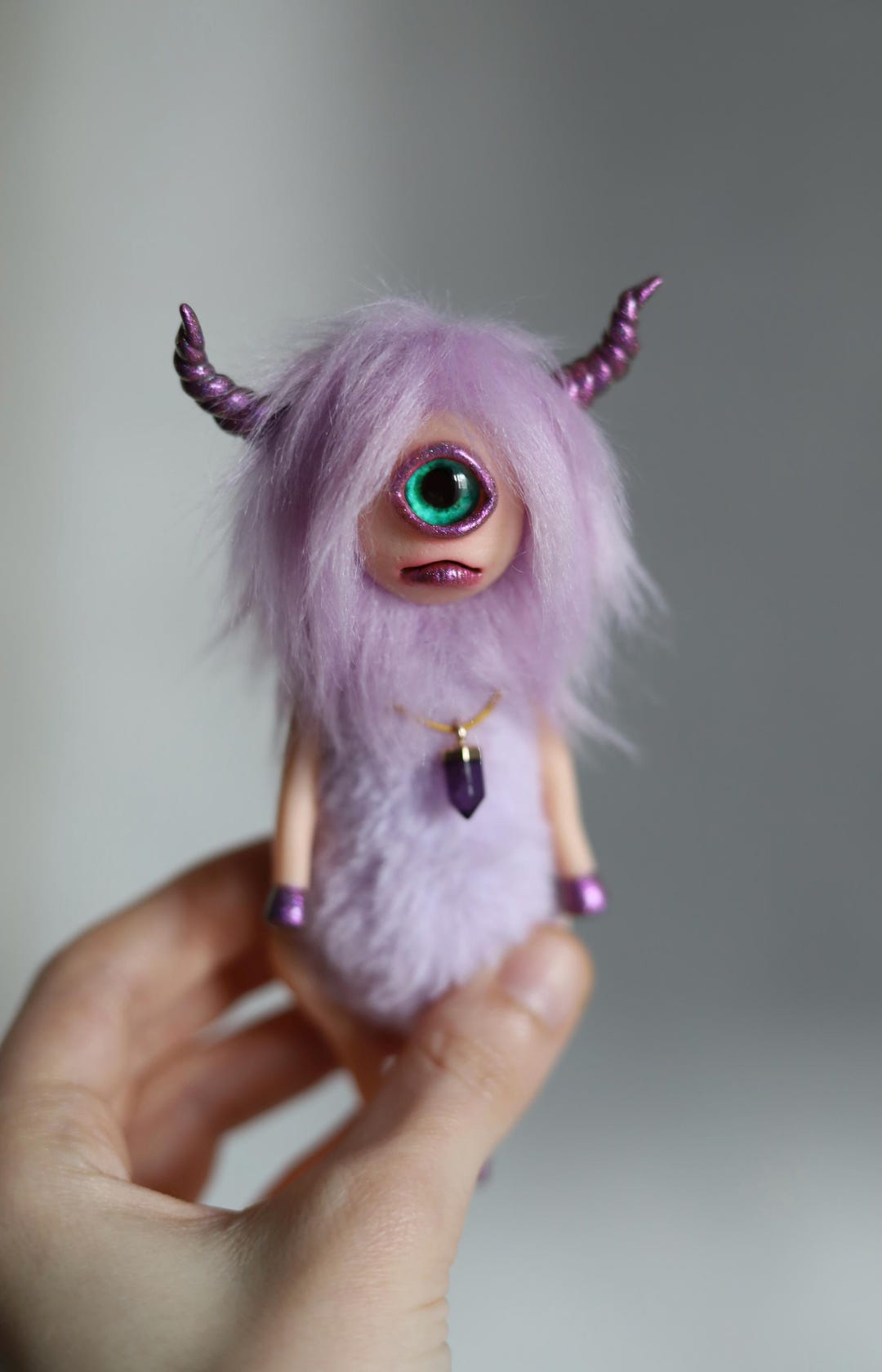 MARCY Purple Cyclop, Cyclop Girl, Polymer Clay Toy, Plush Monster ...