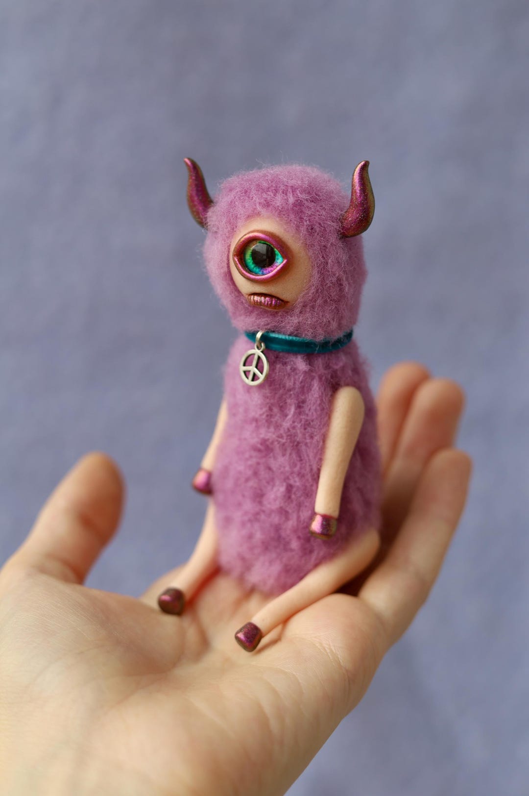 Fergus - Purple Cyclop, Cyclop Boy, Polymer Clay Toy, Plush Monster ...