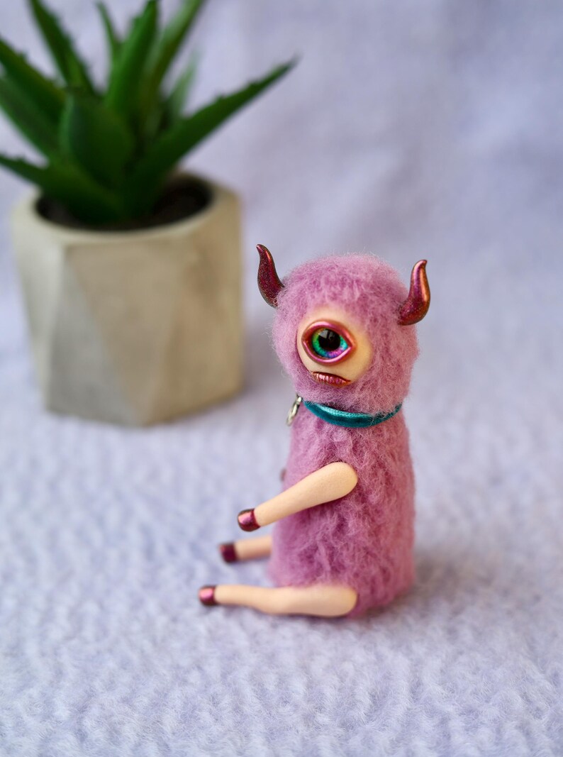 Fergus - Purple Cyclop, Cyclop Boy, Polymer Clay Toy, Plush Monster ...