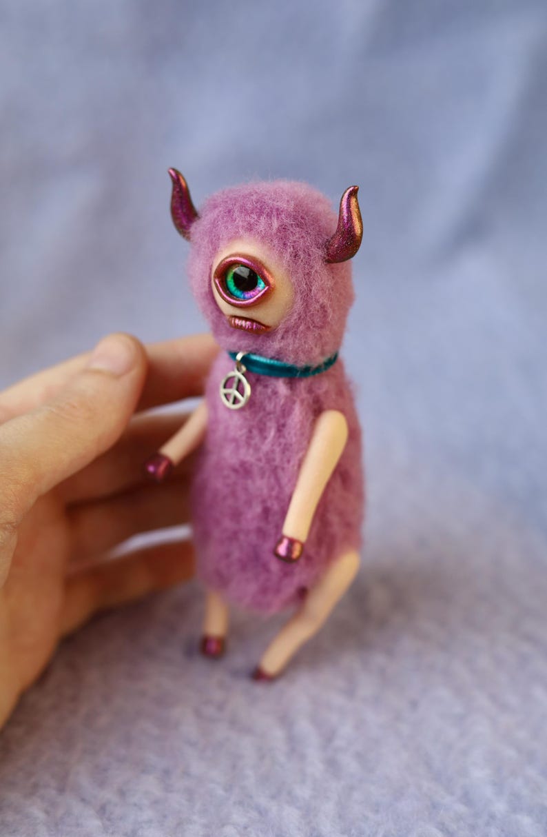 Fergus - Purple Cyclop, Cyclop Boy, Polymer Clay Toy, Plush Monster ...