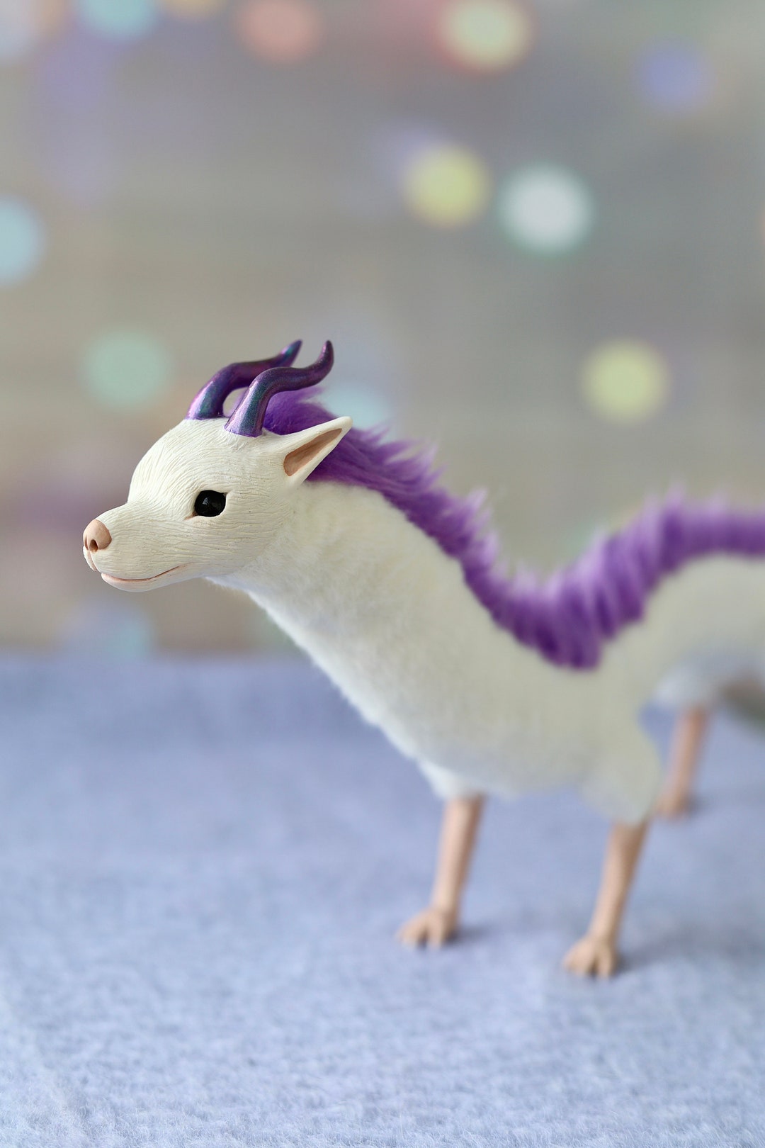 PURPLE GHOST Stuffed Dragon Sculpture, Dragon Toy, Plush Dragon Polymer ...