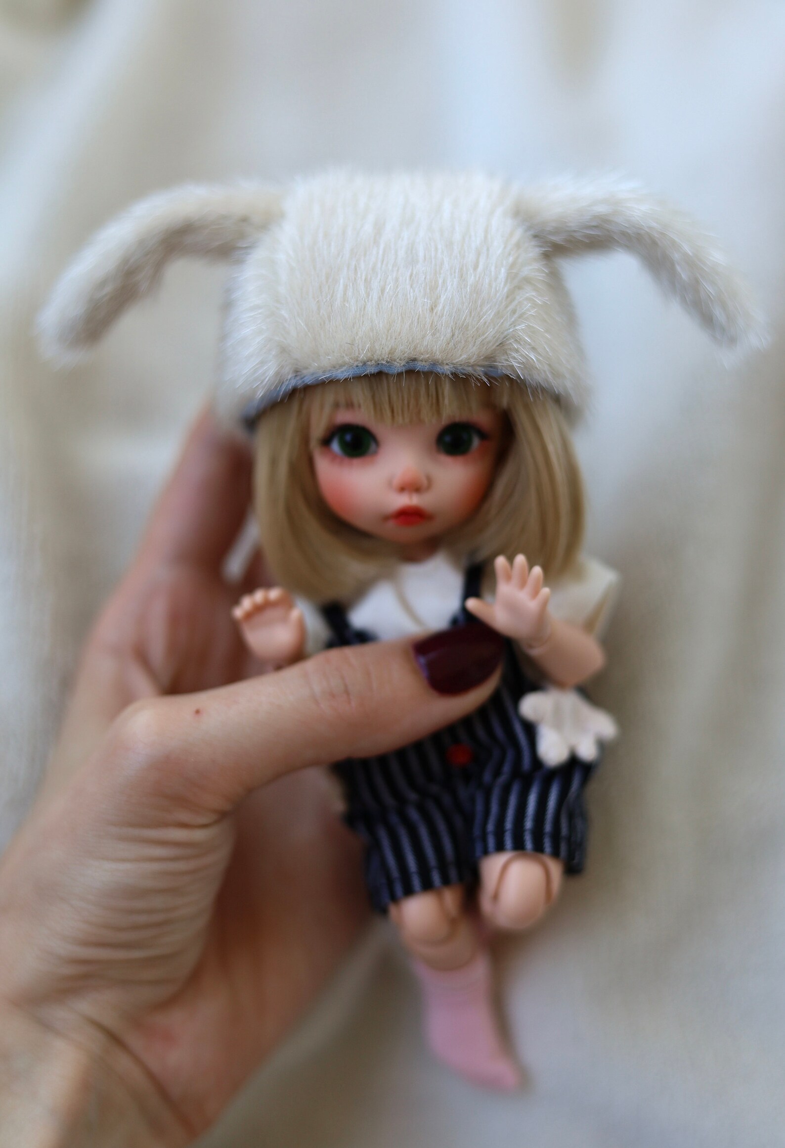 Bunny Hat for Pukifee Ante Doll, White Animal Cap for Bjd Dolls, Doll ...