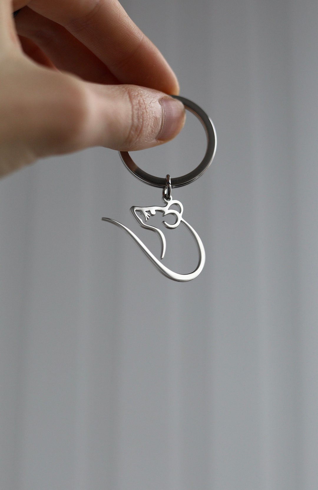 Stainless Steel Keychain, Metal Rat Keychain, Animal Keychain, Rat ...