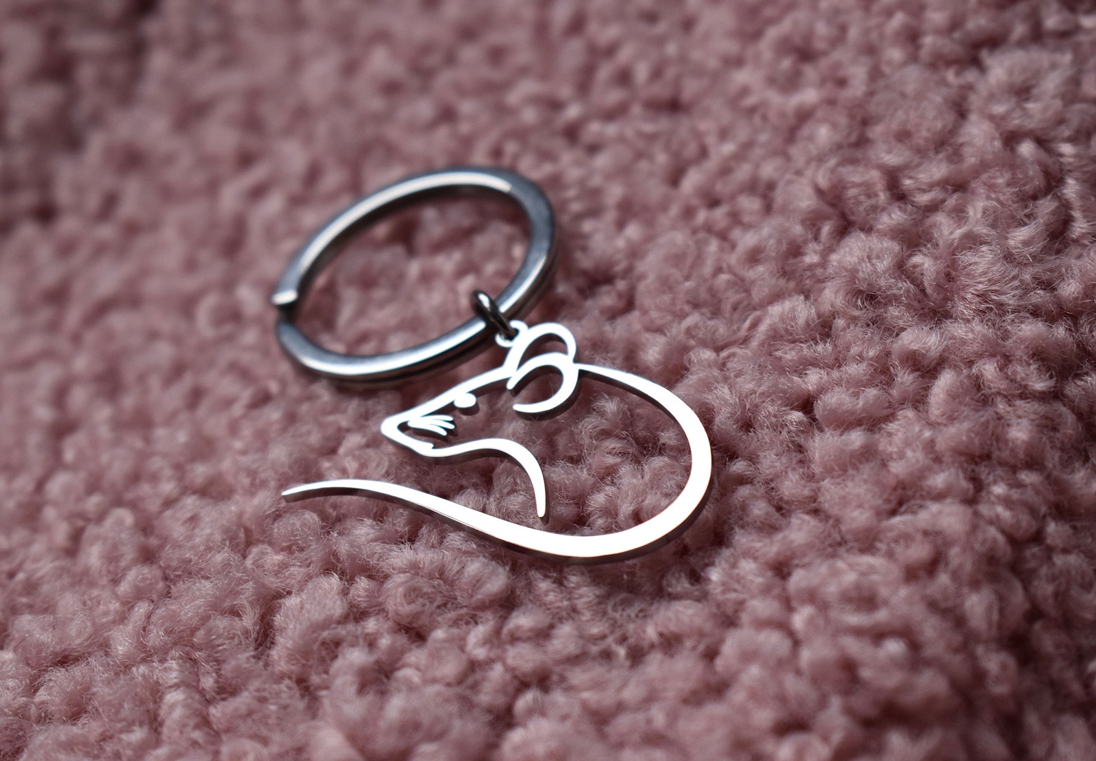 Stainless Steel Keychain Metal Rat Keychain Animal Keychain - Etsy