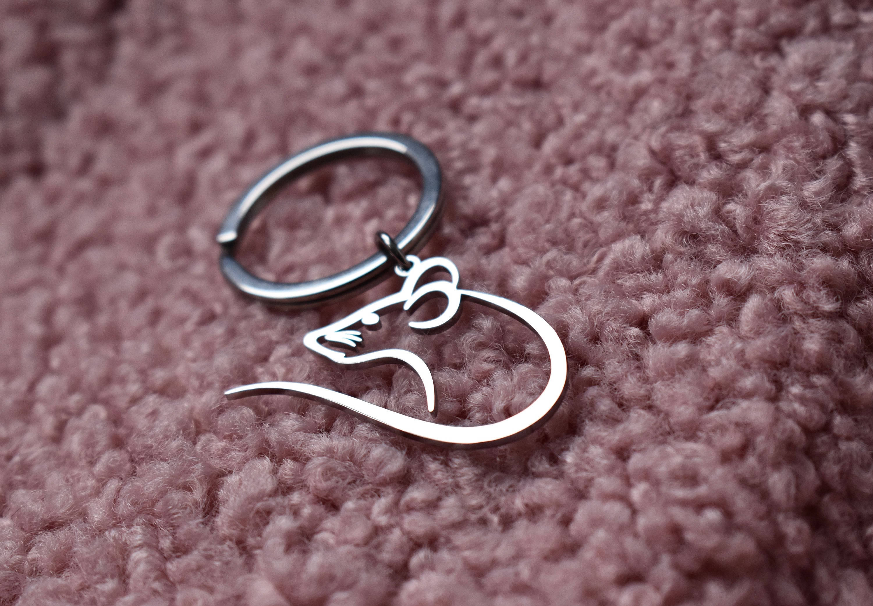 Stainless Steel Keychain Metal Rat Keychain Animal Keychain | Etsy