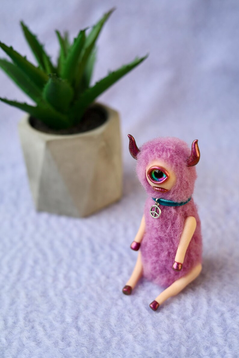 Fergus - Purple Cyclop, Cyclop Boy, Polymer Clay Toy, Plush Monster ...