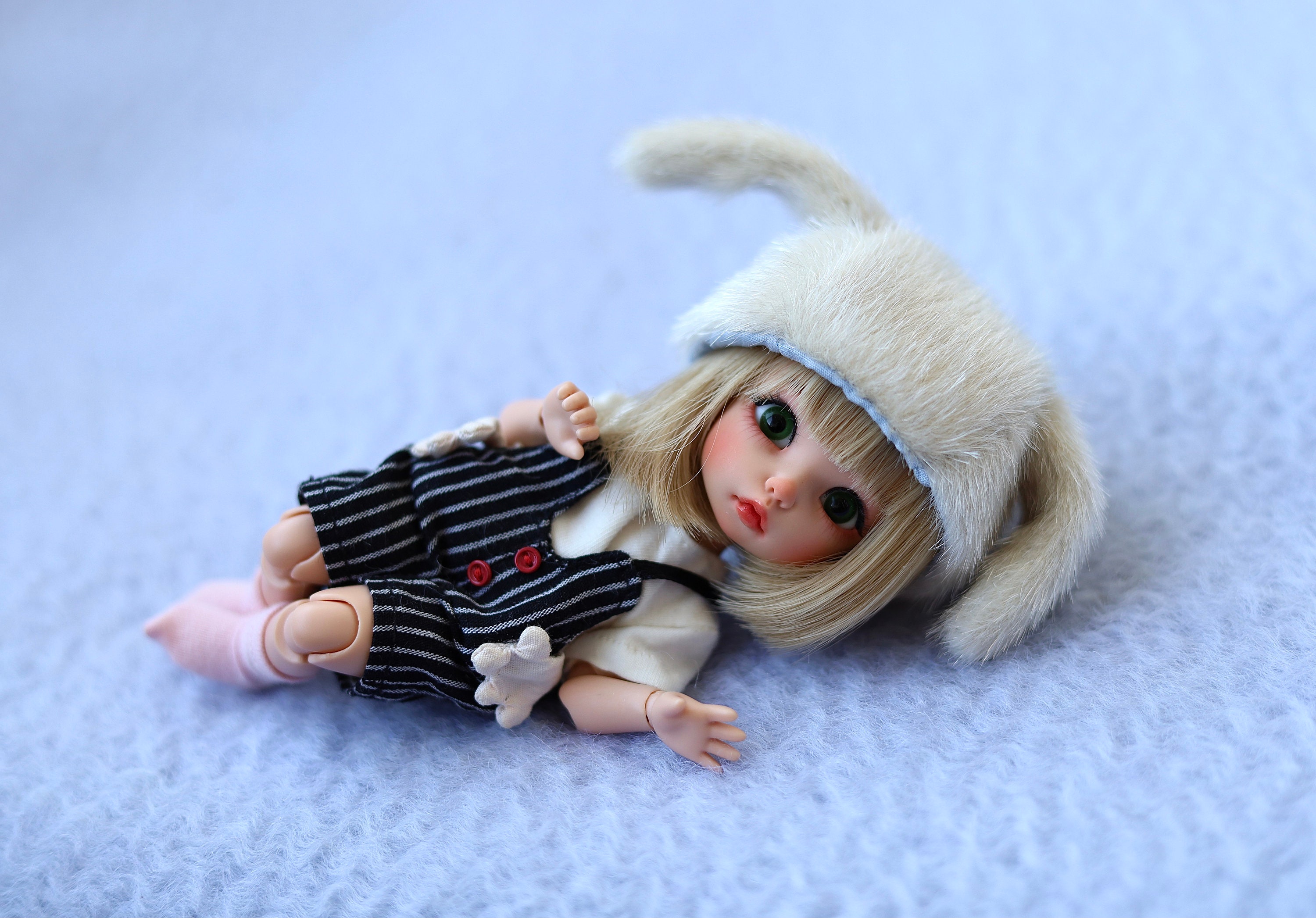 Bunny Hat for Pukifee Ante Doll, White Animal Cap for Bjd Dolls, Doll ...