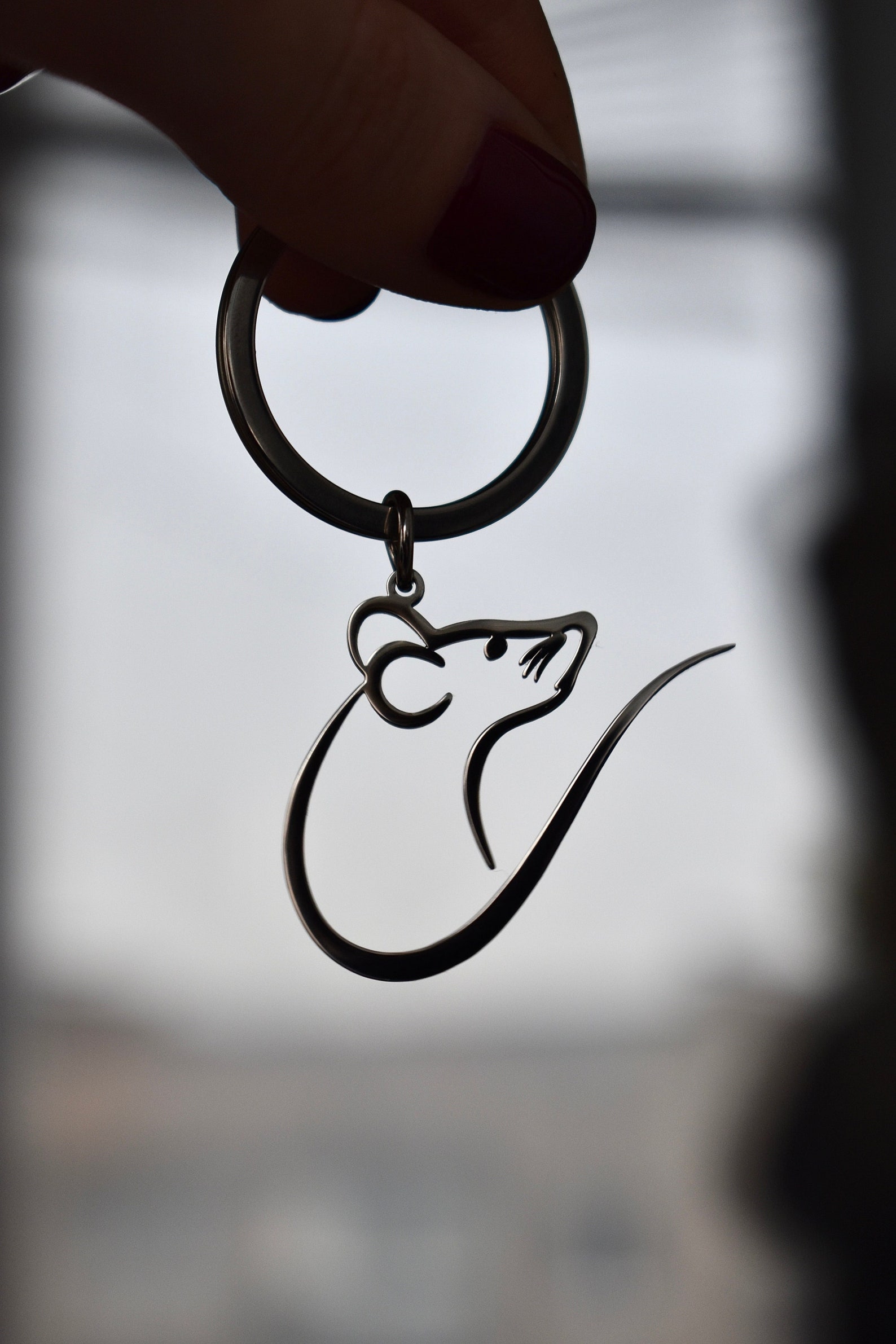 Stainless Steel Keychain Metal Rat Keychain Animal Keychain - Etsy