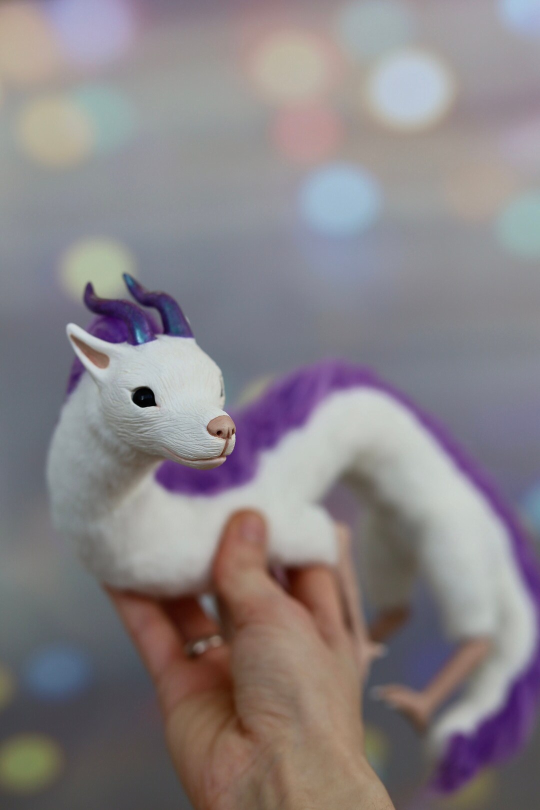 PURPLE GHOST Stuffed Dragon Sculpture, Dragon Toy, Plush Dragon Polymer ...