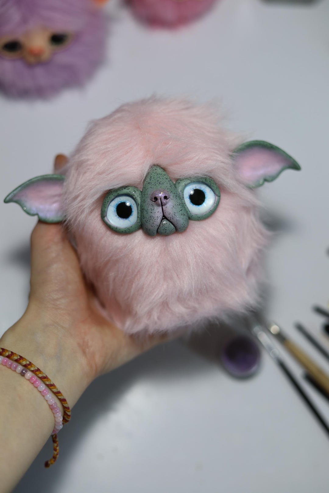 ICE PINK MONSTER - Pink Furball, Plush Troll, Mixed Media Figurine ...