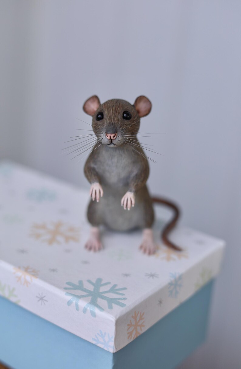 MOUSE FIGURINE, 3d Pet Copy, Rat Portrait, Rat Figurine, Polymer Clay ...