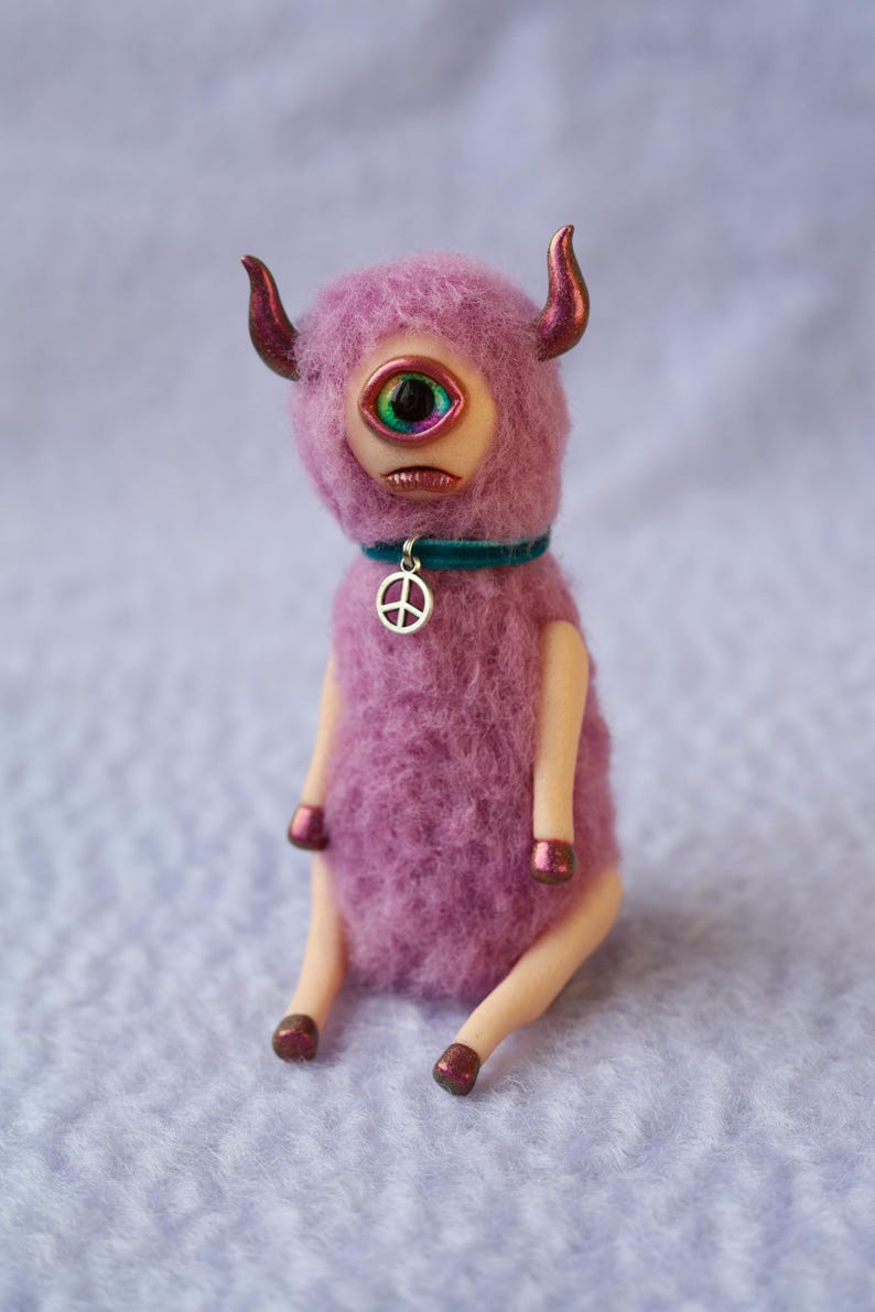 Fergus - Purple Cyclop, Cyclop Boy, Polymer Clay Toy, Plush Monster ...